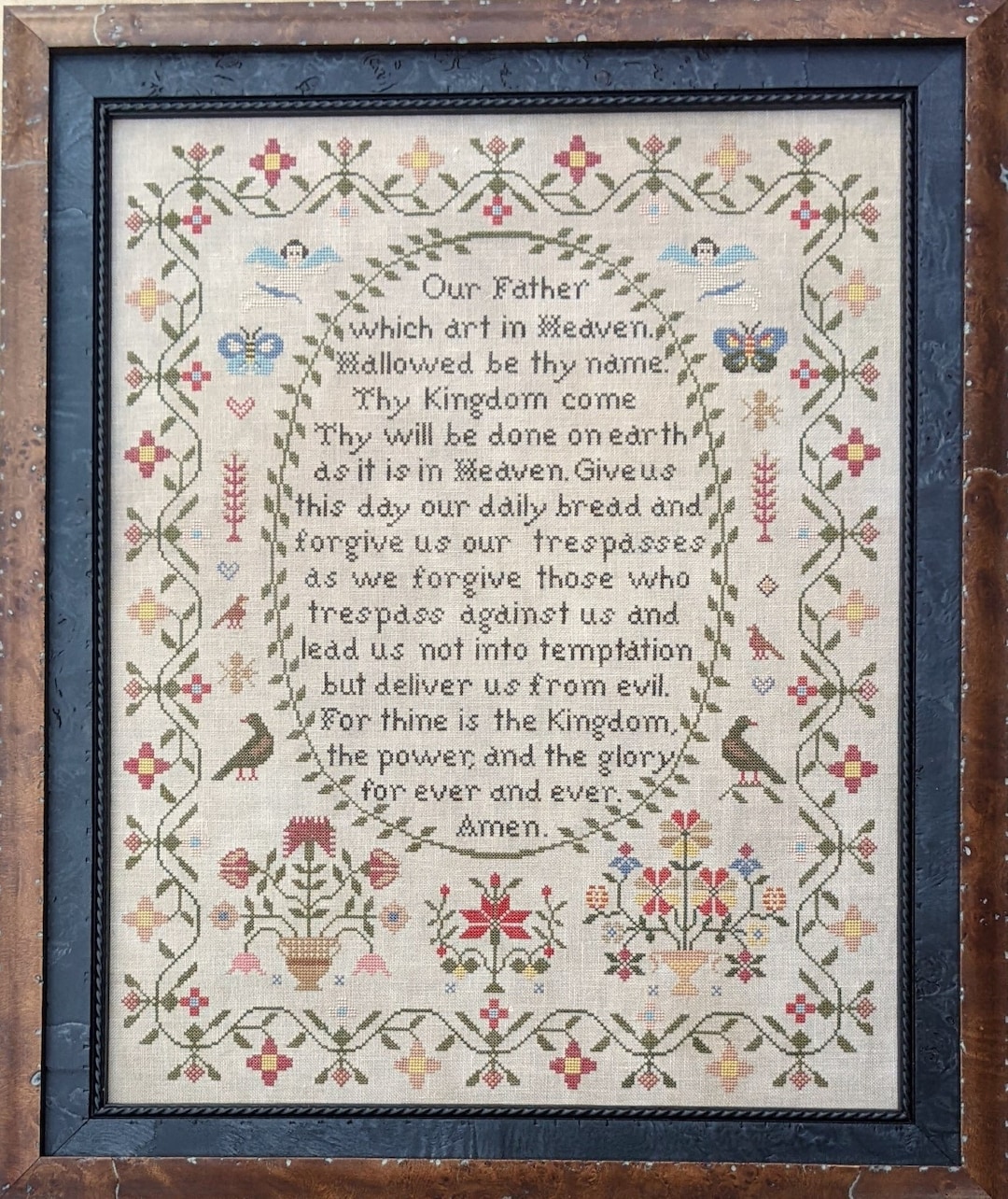 Counted Cross Stitch Pattern, the Lord's Prayer, Religious, Flower ...