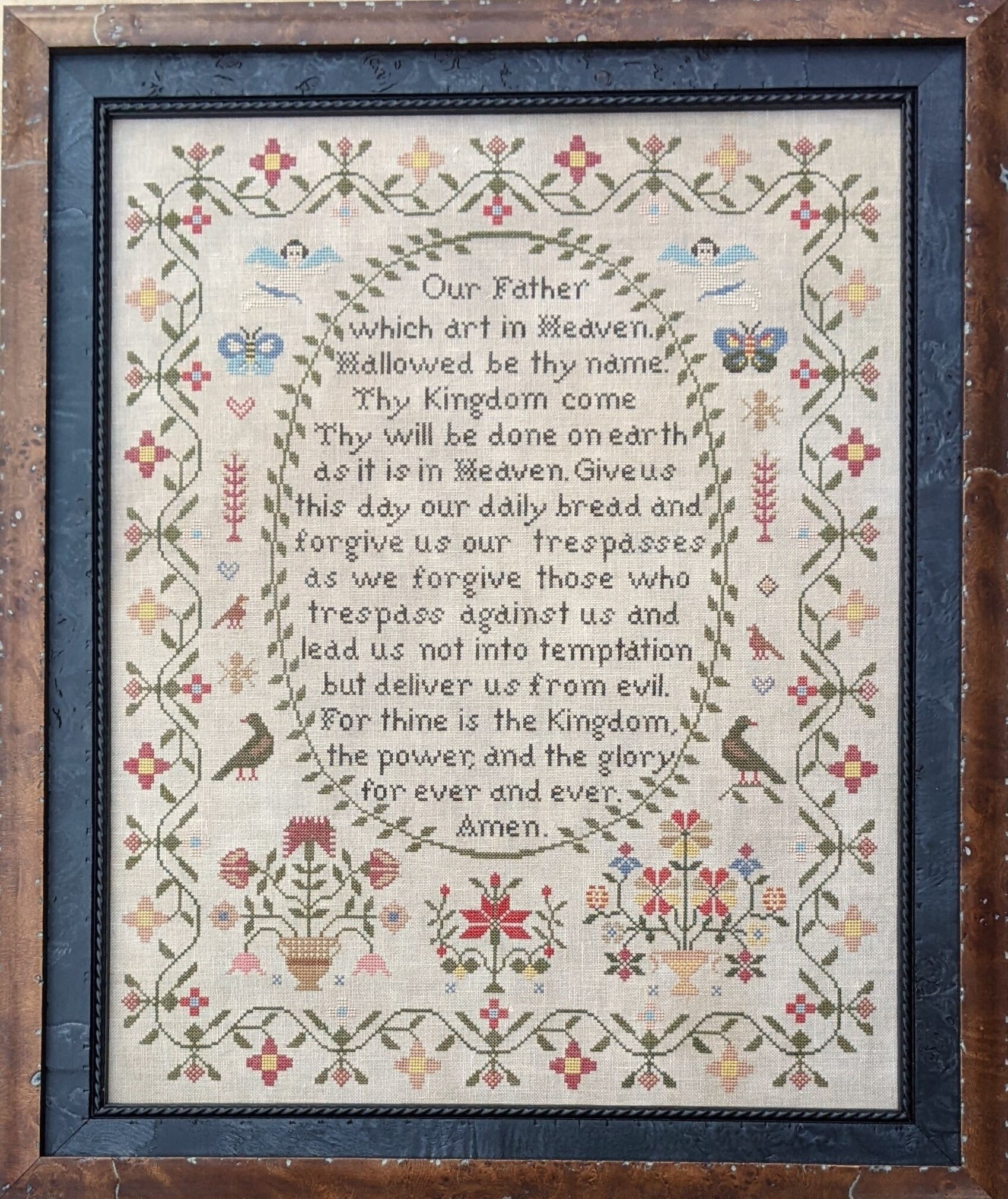 Counted Cross Stitch Pattern, The Lord's Prayer, Religious, Flower ...