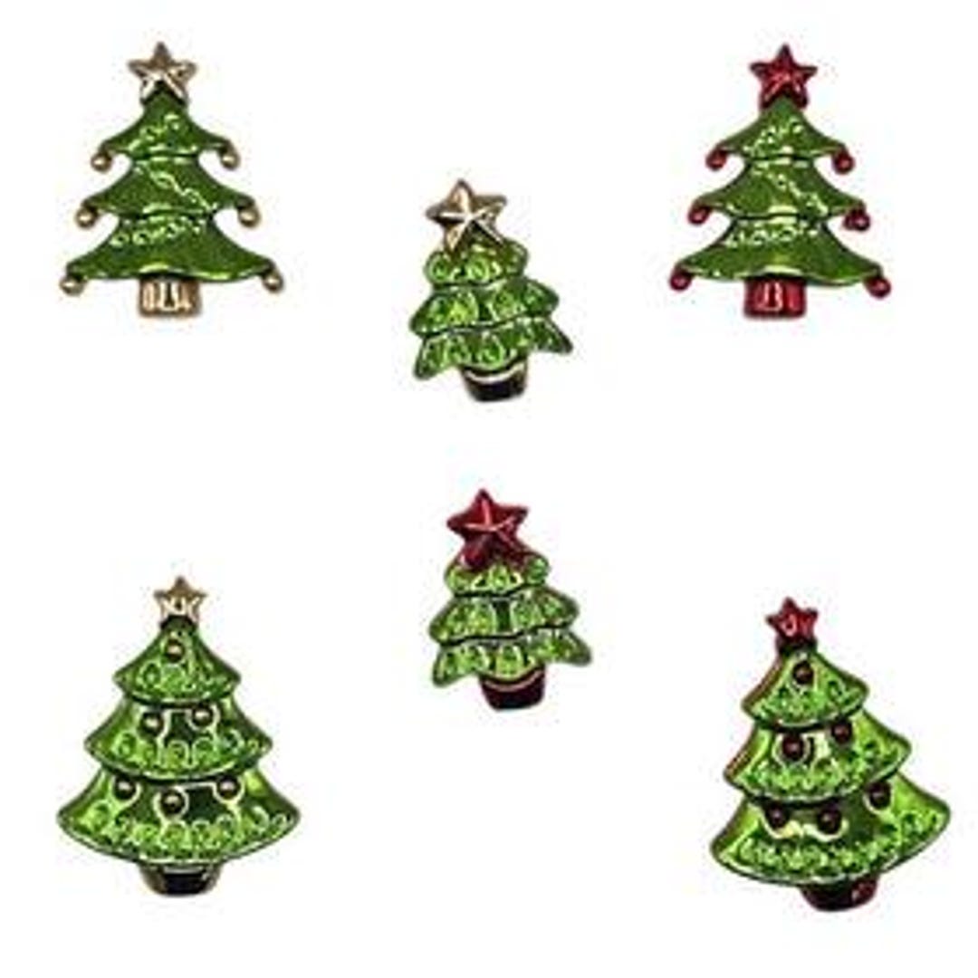 Festive Trees, Metallic Christmas Shank Buttons, Sewing Embellishment ...