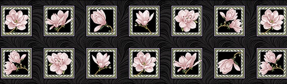 Quilt Fabric Accent on Magnolias Magnolia Blooms Blocks | Etsy