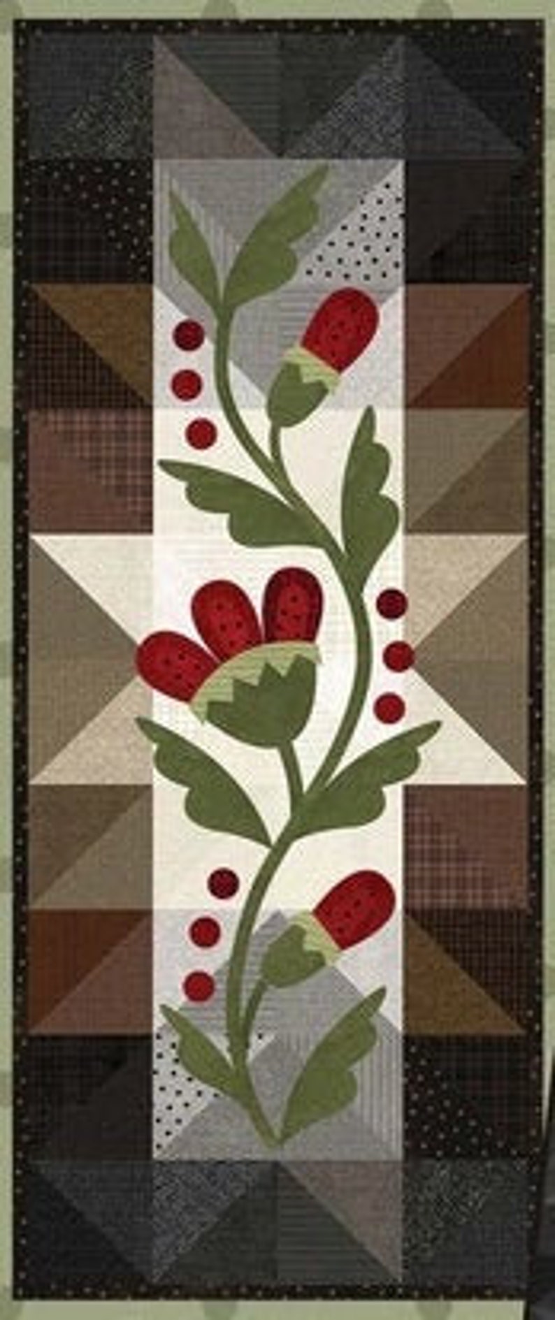 Wool Applique Pattern, Amalie, Quilted Wool, Table Runner, Wool Quilt ...