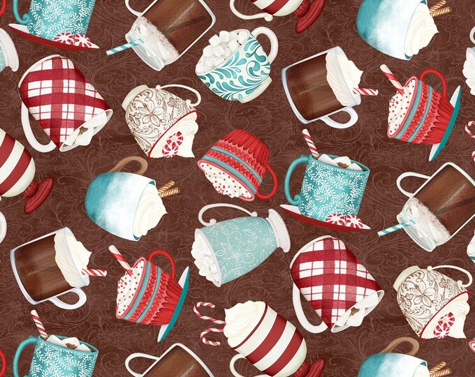 Quilt Fabric, Cuppa Cocoa, Brown Tossed Cups, Hot Cocoa, Quilters ...