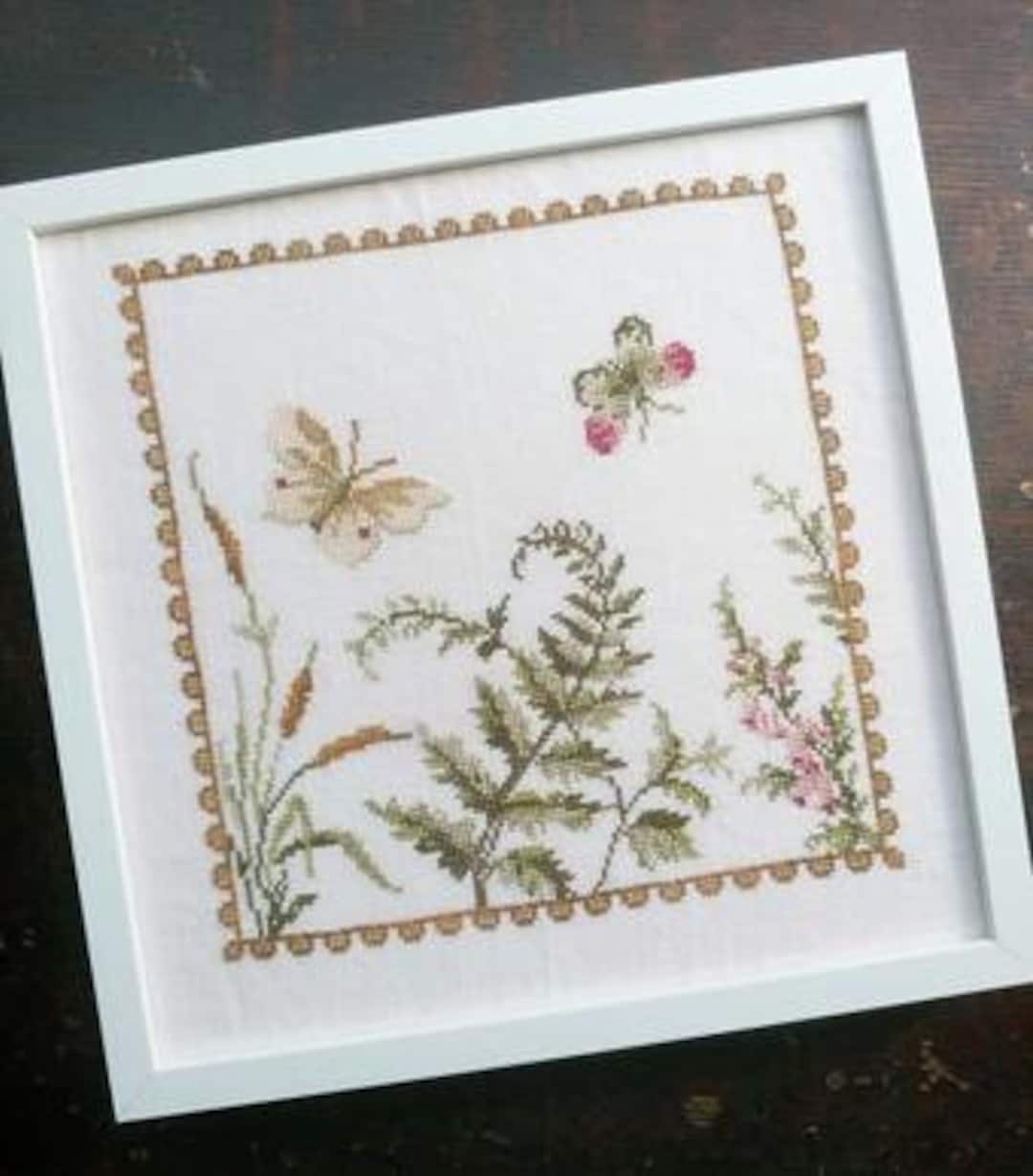 Counted Cross Stitch Pattern, Flutterby, Flower Motifs, Ferns, Cat ...