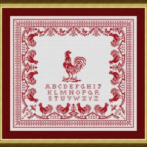Rooster Cross Stitch Filet Crochet Pattern. Instant Download - Etsy Israel