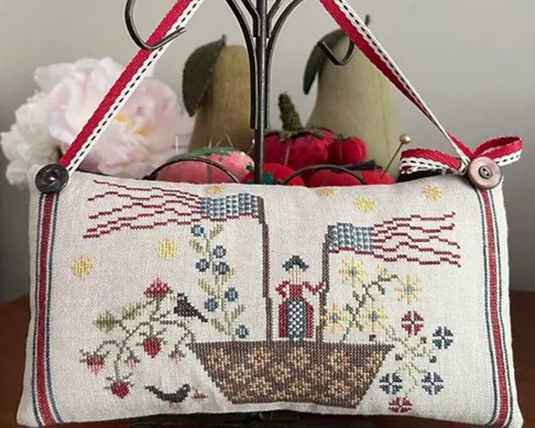 Counted Cross Stitch Pattern, Oh Faithful Flags, Flowers, Patriotic ...