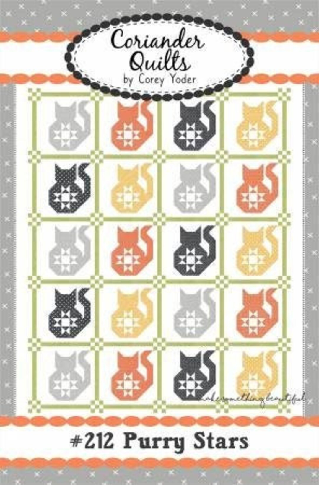 Quilt Pattern, Purry Stars, Cats, Star Quilt, Country Rustic, Lap Quilt ...