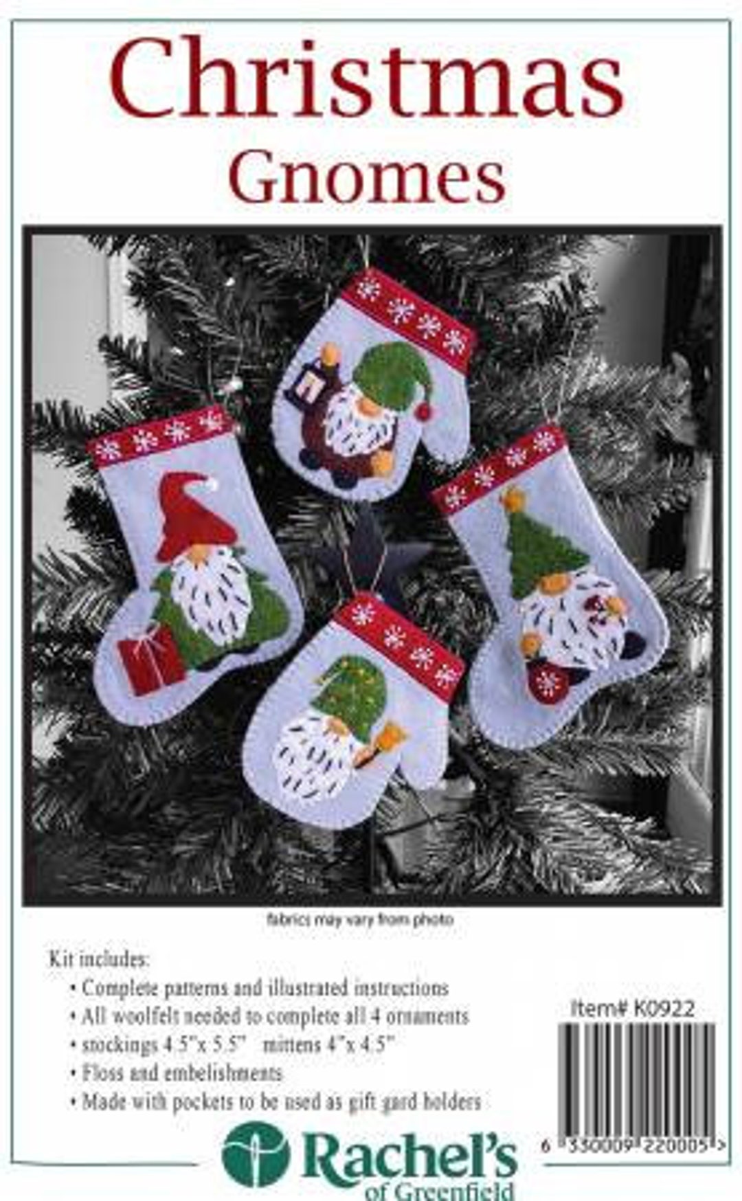 Wool Applique Pattern and Kit, Christmas Gnomes, Christmas Mittens and ...