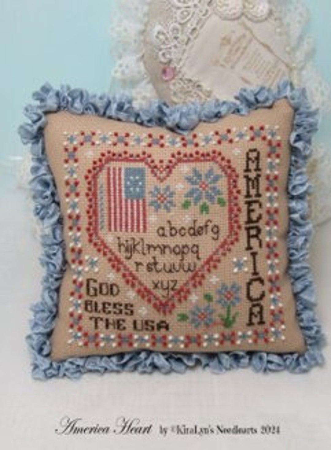 Counted Cross Stitch Pattern, America Heart, Summer Decor, Patriotic ...