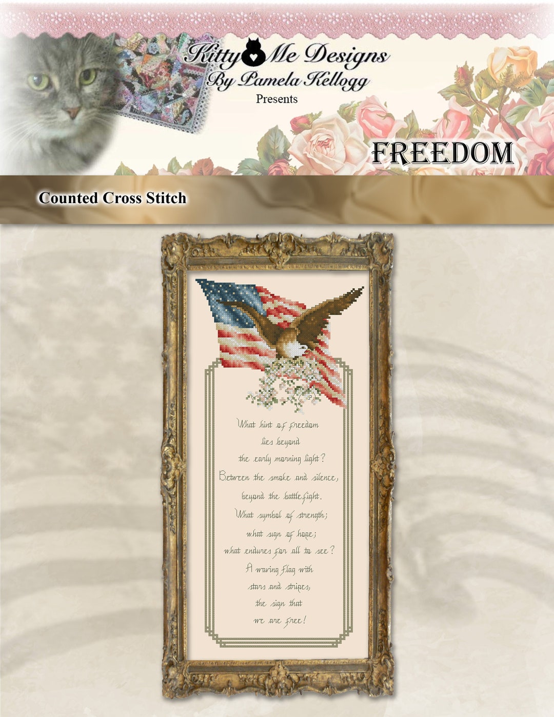 Counted Cross Stitch Pattern, Freedom, Patriotic Decor, Americana ...