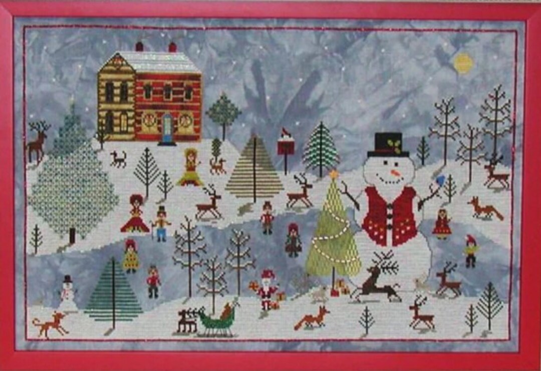 Counted Cross Stitch Pattern, A Snowman's Christmas, Winter Snow Scene ...
