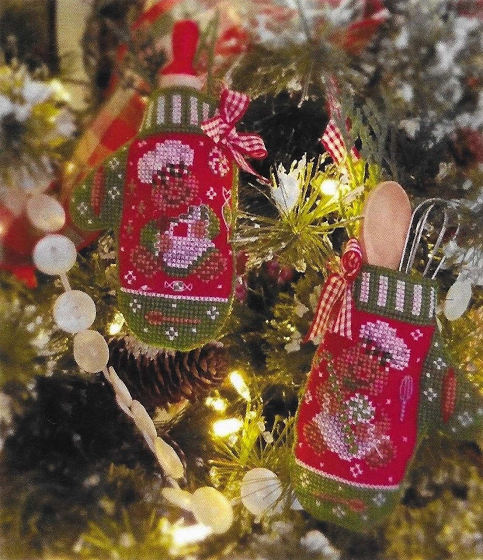 Counted Cross Stitch Gingerbread Mittens Christmas Ornament - Etsy