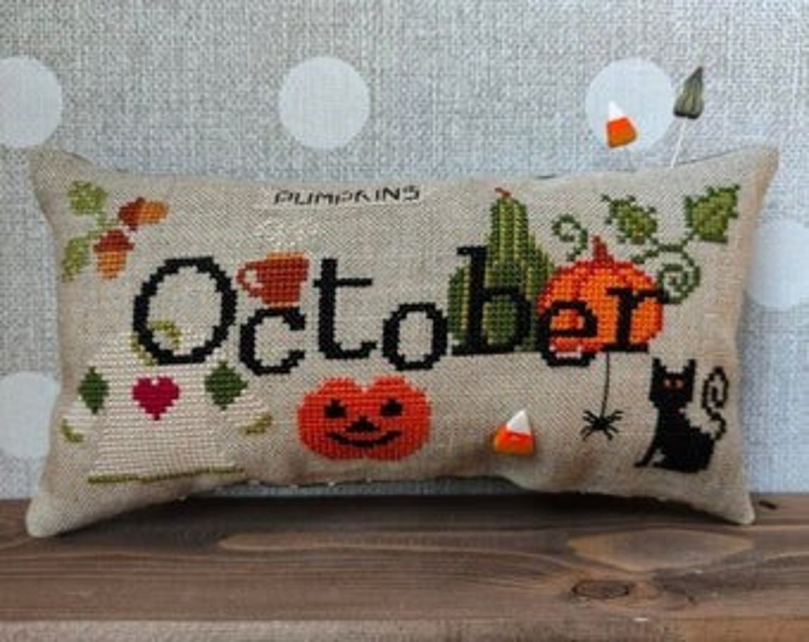 Counted Cross Stitch Pattern, When I Think of October, Autumn Decor ...