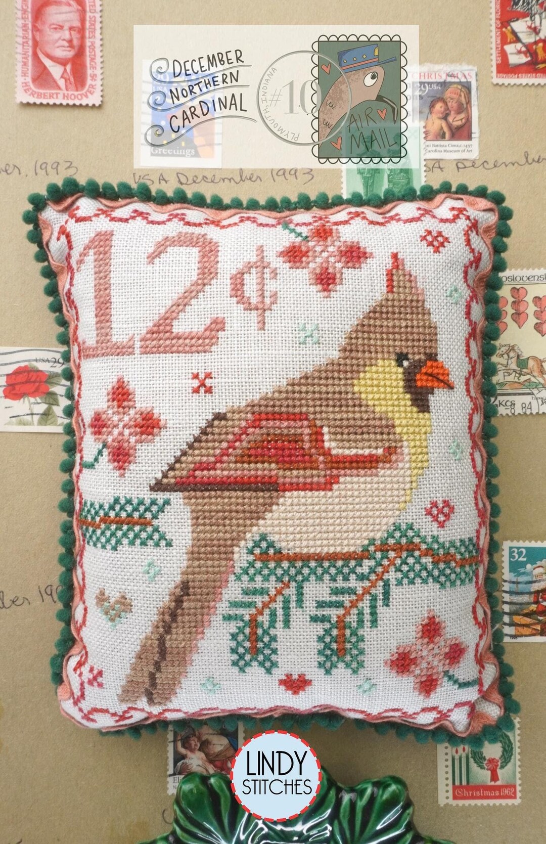 Counted Cross Stitch Pattern, Northern Cardinal, Air Mail December ...