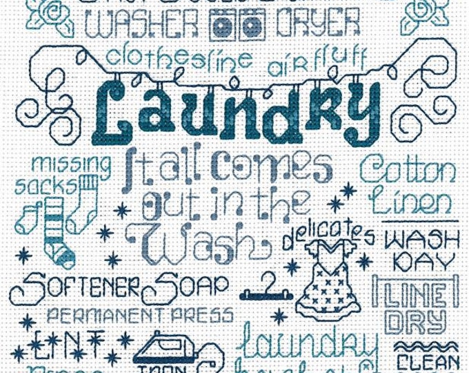 Counted Cross Stitch Pattern Let's Do Laundry Laundry - Etsy