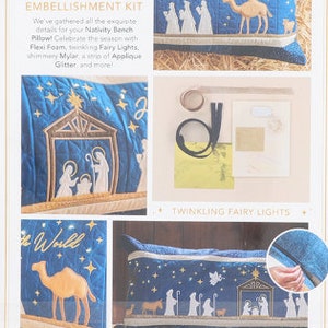 Nativity Bench Pillow, Machine Embroidery, Quilt Fabric Kit ...