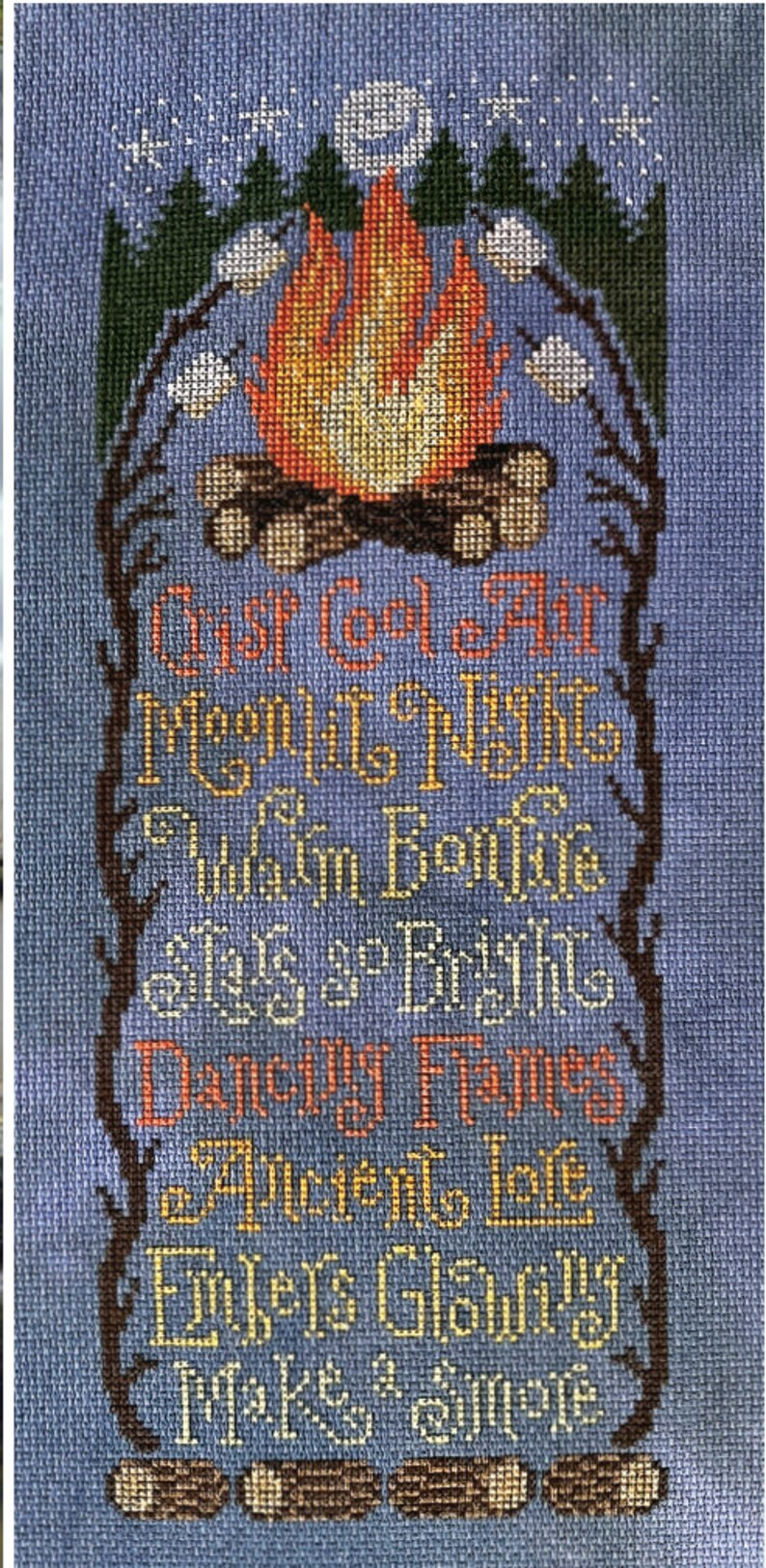Counted Cross Stitch Pattern, Camper Sampler, Summer Decor, Campfire ...