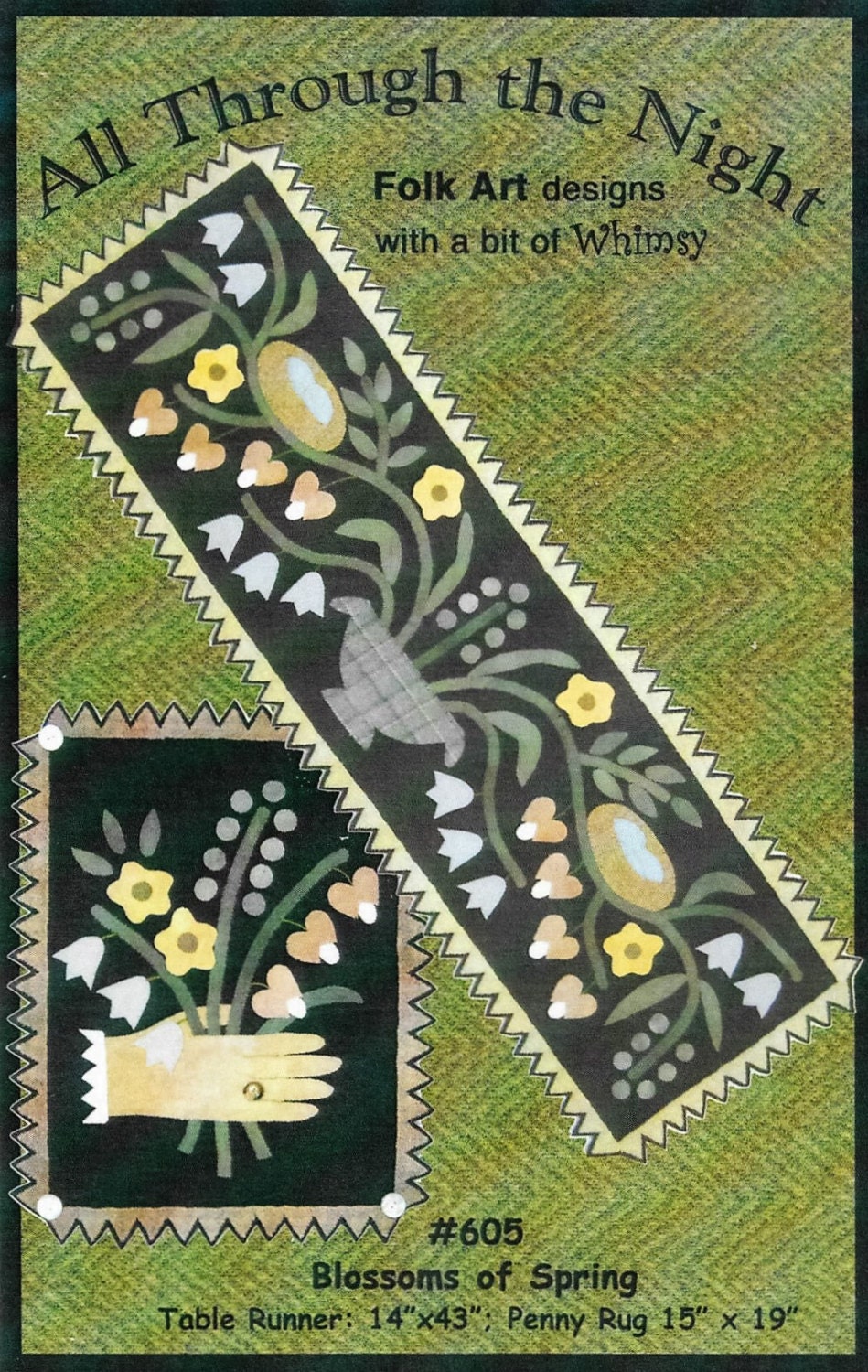Wool Applique Pattern, Blossoms of Spring, Table Runner, Penny Rug ...