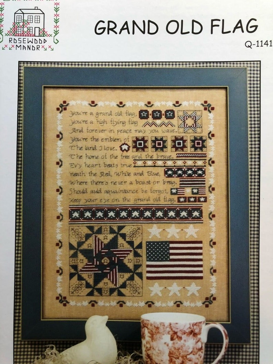 Counted Cross Stitch Pattern, Grand Old Flag, Patriotic, Quaker Style Motifs, Independence Day ...