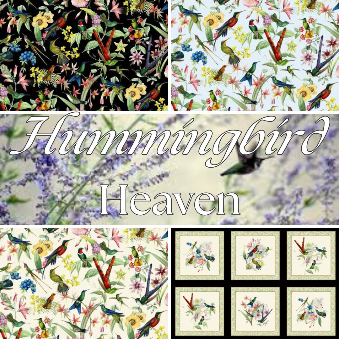 Quilt Fabric, Hummingbird Heaven, Cotton Fabric, Hummingbirds, Floral ...