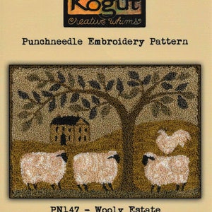 Punch Needle Pattern, Wooly Estate, Primitive Decor, Farmhouse Decor, Sheep, Willow, Teresa ...