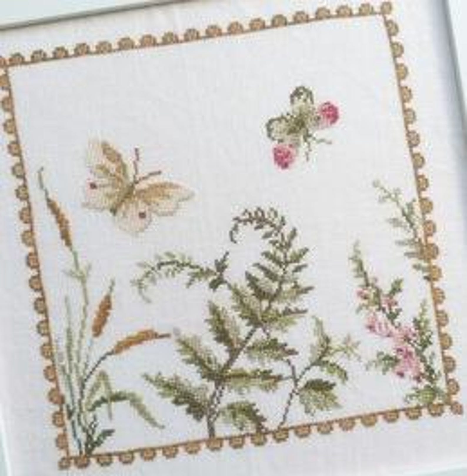 Counted Cross Stitch Pattern, Flutterby, Flower Motifs, Ferns, Cat ...