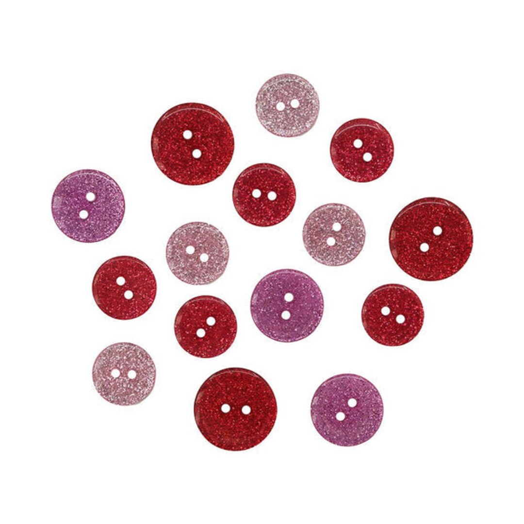 Valentine Glitter, Romance Collection, Two Hole Buttons, Pink and Red ...