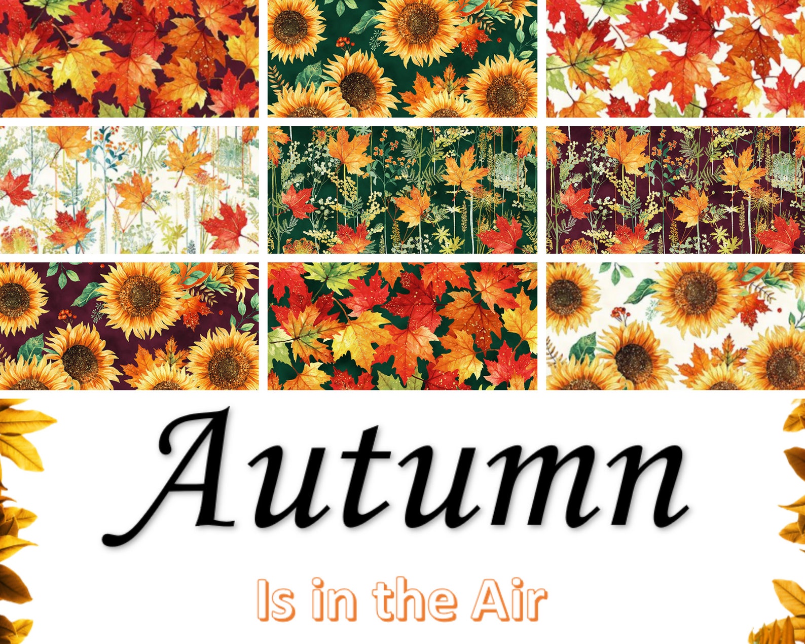 Quilt Fabric Autumn is in the Air Fall Fabrics Sunflowers - Etsy