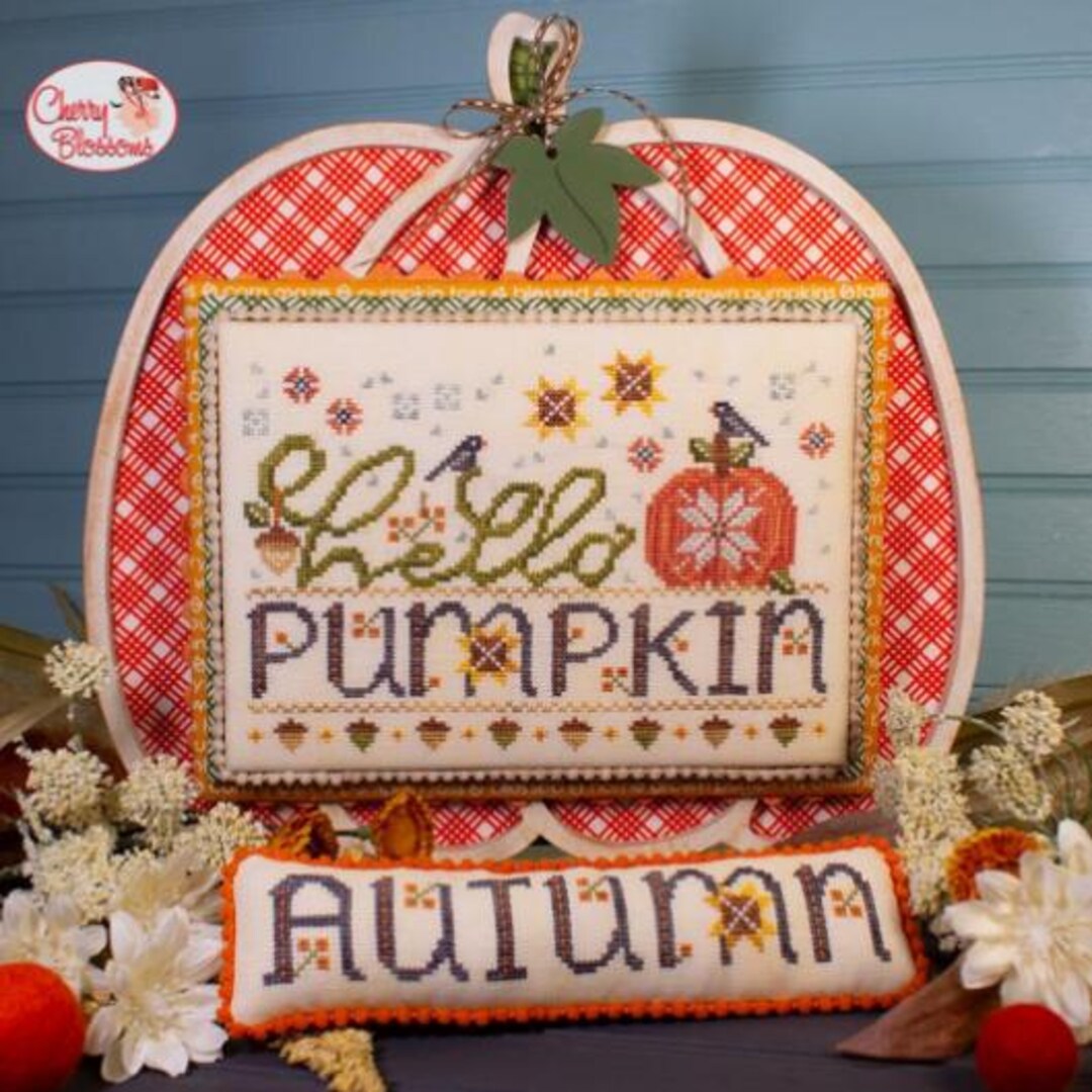 Counted Cross Stitch Pattern, Hello Pumpkin, Autumn Sampler, Fall ...