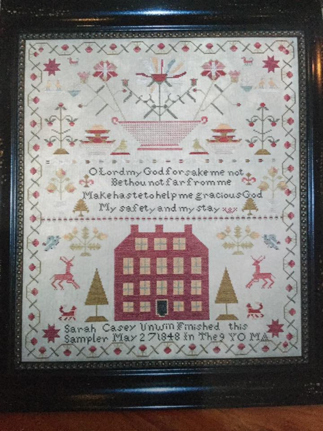 Counted Cross Stitch Pattern, Sarah Casey Unwin, 1848 Sampler ...