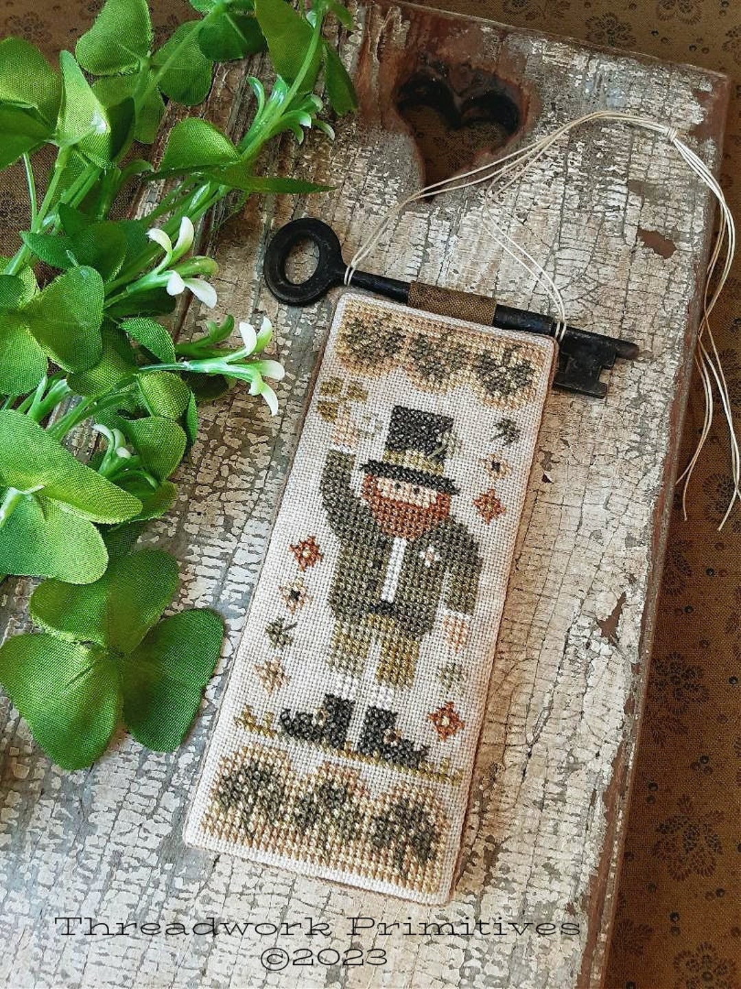 Counted Cross Stitch Pattern, Lucky Leprechaun, Shamrock, Clover, Primitive Decor, Nan Lewis ...