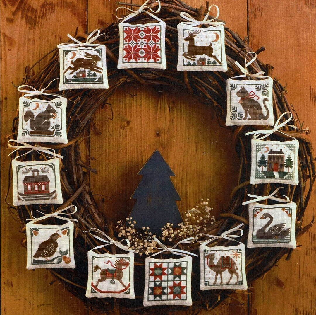 Counted Cross Stitch, Prairie Christmas, Ornaments, Partridge, Reindeer ...