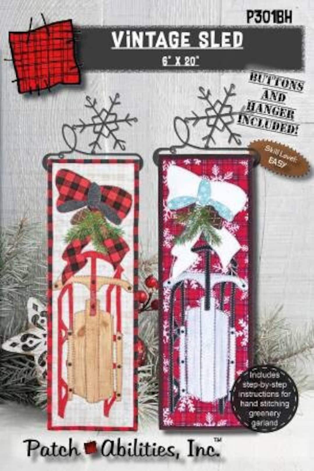 Quilt Pattern, Vintage Sled, Applique Wallhanging, Evergreens, Pine ...