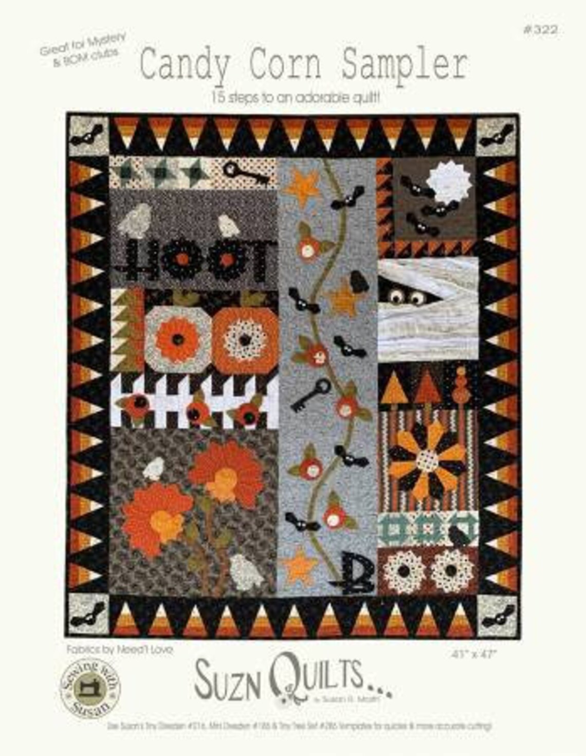 Quilt Pattern, Candy Corn Sampler, Applique Quilt, Fall Decor ...