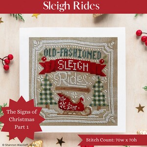 Counted Cross Stitch, Signs of Christmas, Bake Shop, Sleigh Rides ...