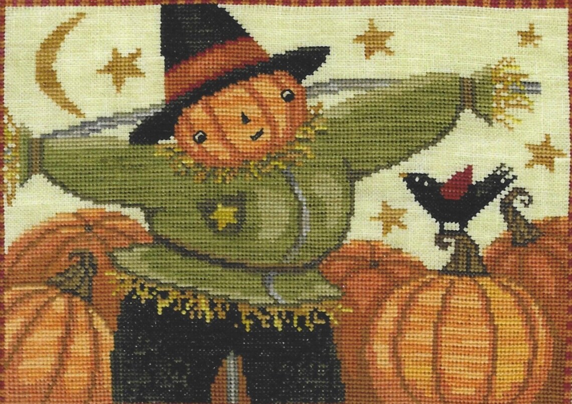 Counted Cross Stitch Pattern Happy Scarecrow Halloween Cross | Etsy