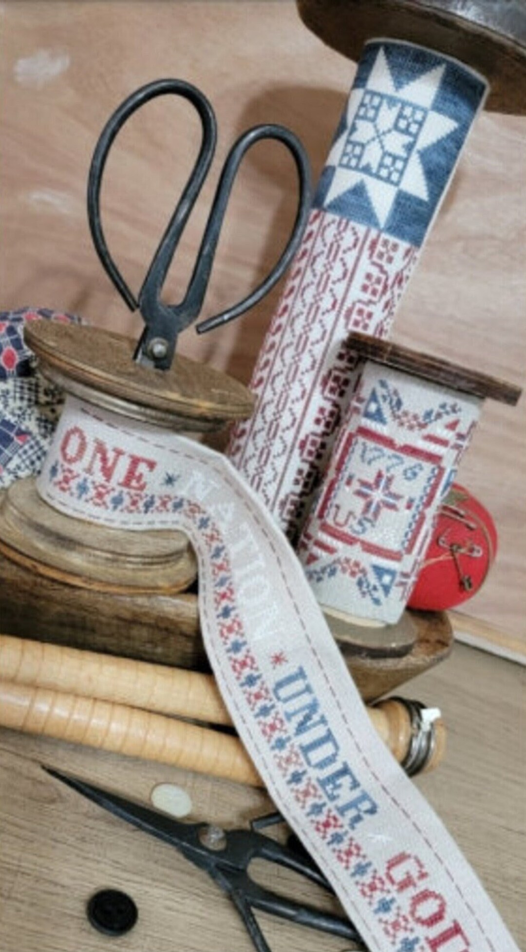 Counted Cross Stitch Pattern, Patriotic Spools, Americana, Spool ...