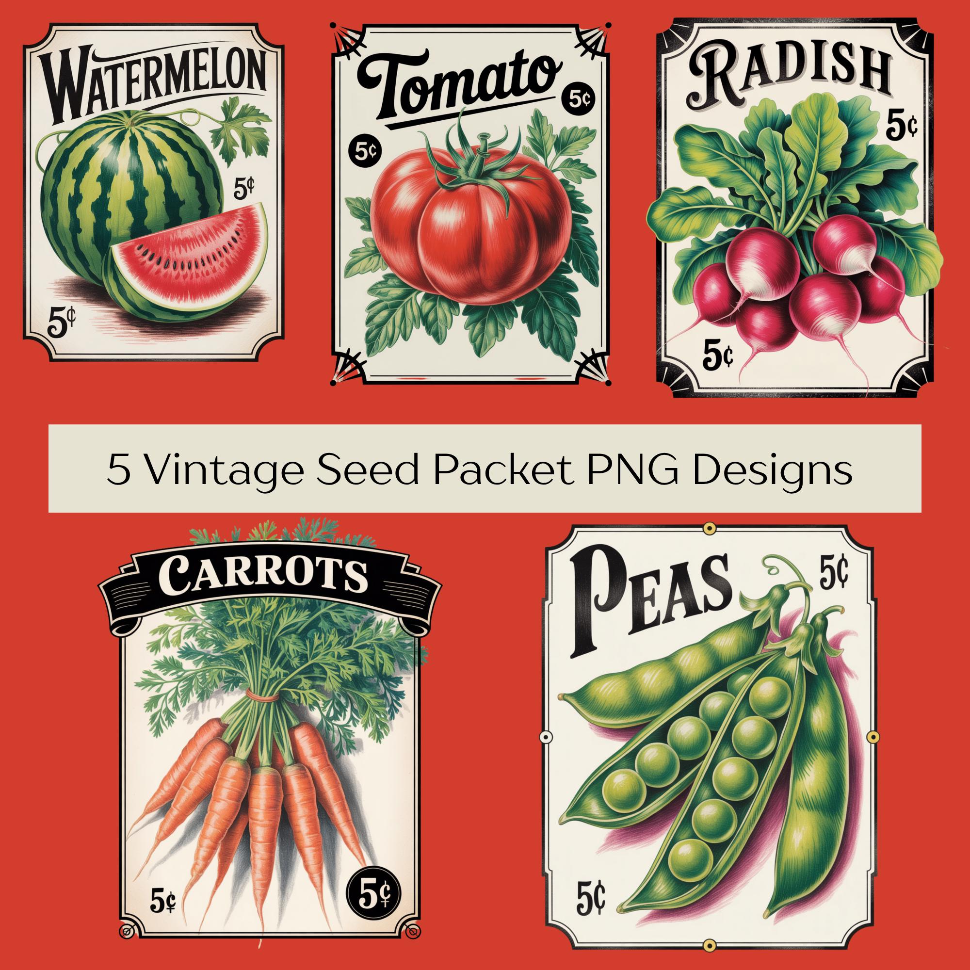 Retro Seed Packet Bundle | Vintage Vegetable Garden Clipart | Tshirt ...
