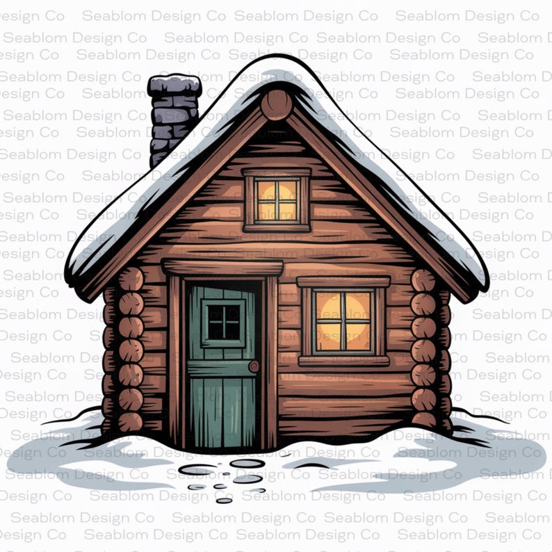 Christmas Cabin Design Elements Bundle | Snowy Cabin Furnishings Png ...