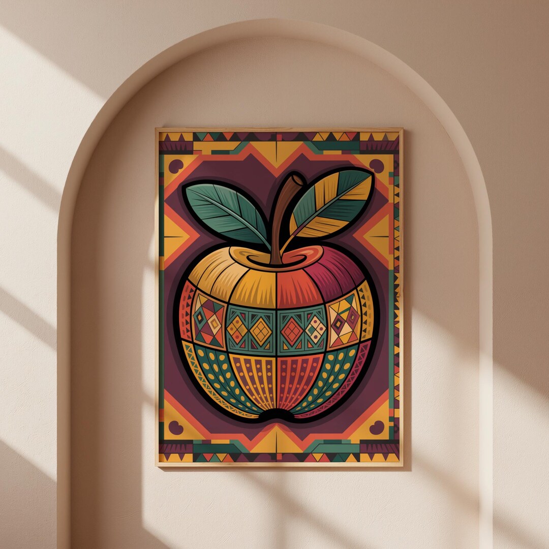 Colorful Cubist Apple Wall Art | Restaurant and Cafe Wall Art | Bright ...