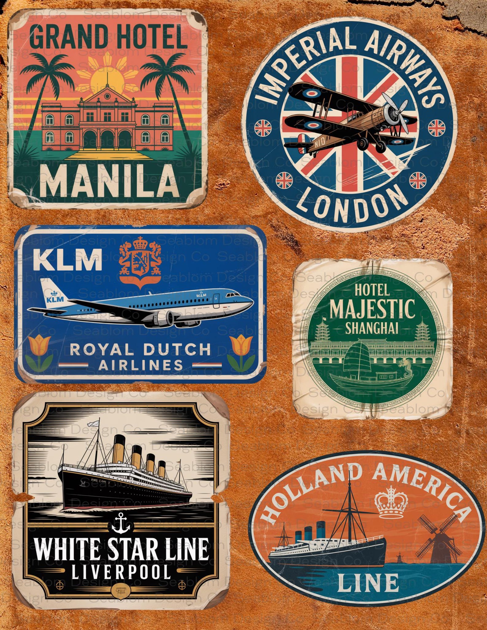 Print and Cut Vintage Travel Labels Bundle | Fussy Cut Old Travel Tag ...