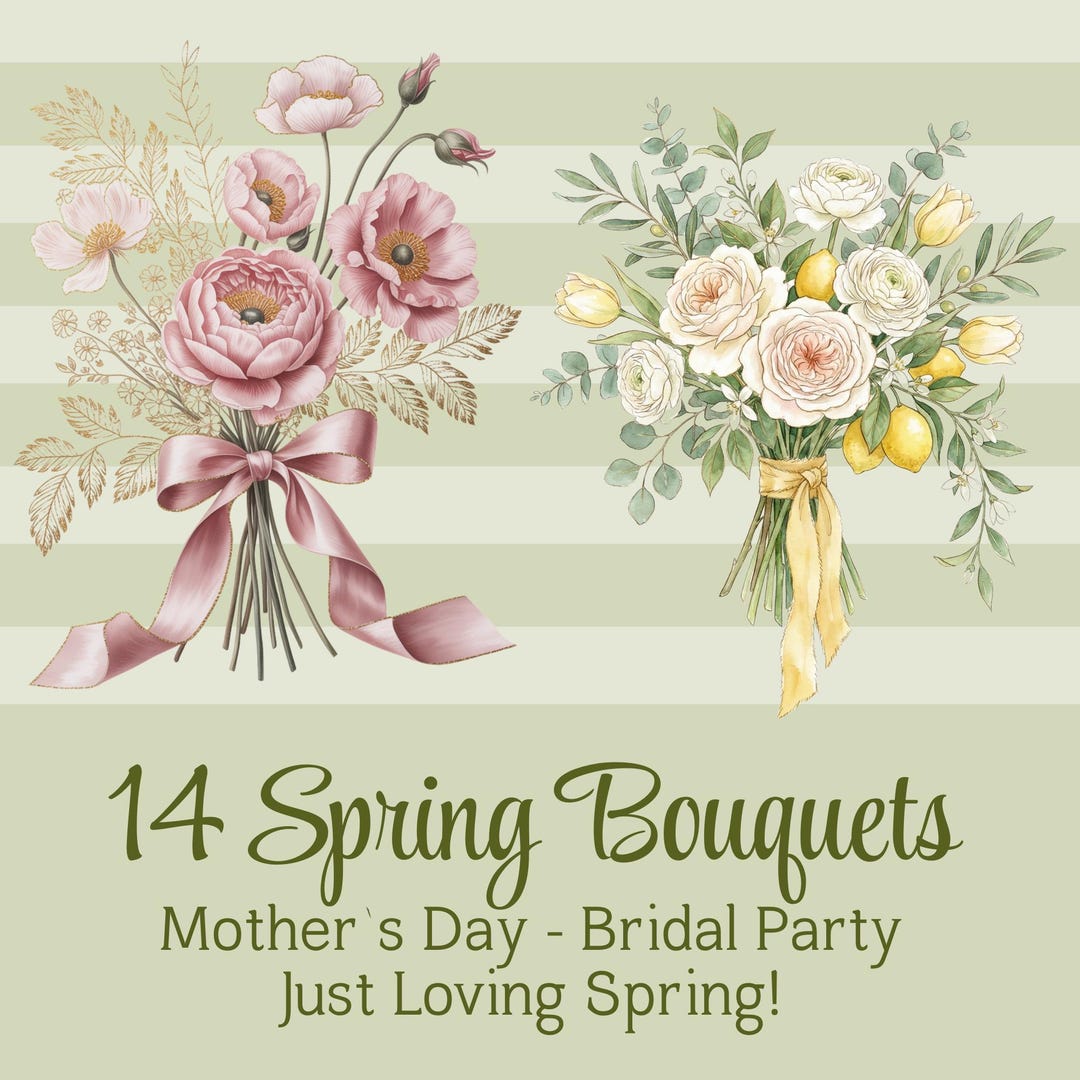 Spring Flower Bouquet Bundle Pngs | Bridal Flowers Ephemera | Journal ...