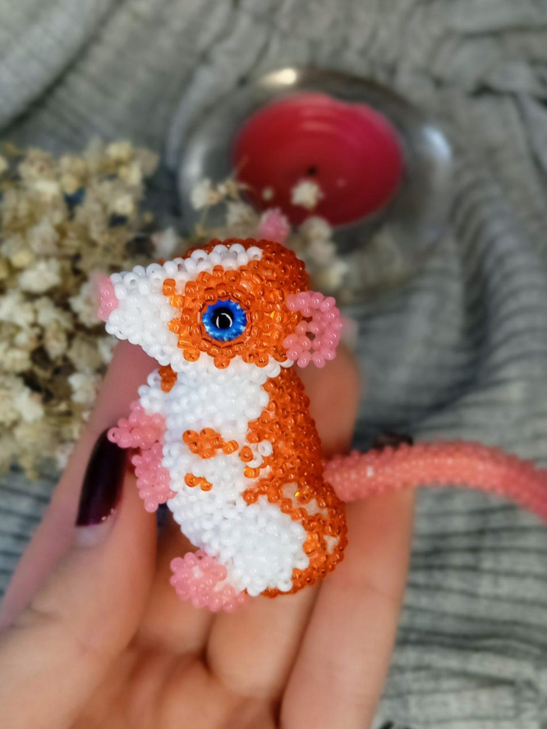 Tiny Beaded Mouse Figurine - Handmade Realistic Mouse Keychain or Gift ...