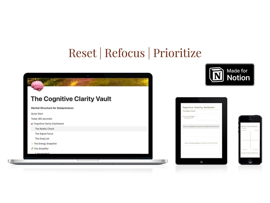 Notion Template: Cognitive Clarity Vault for Solopreneurs (digital ...