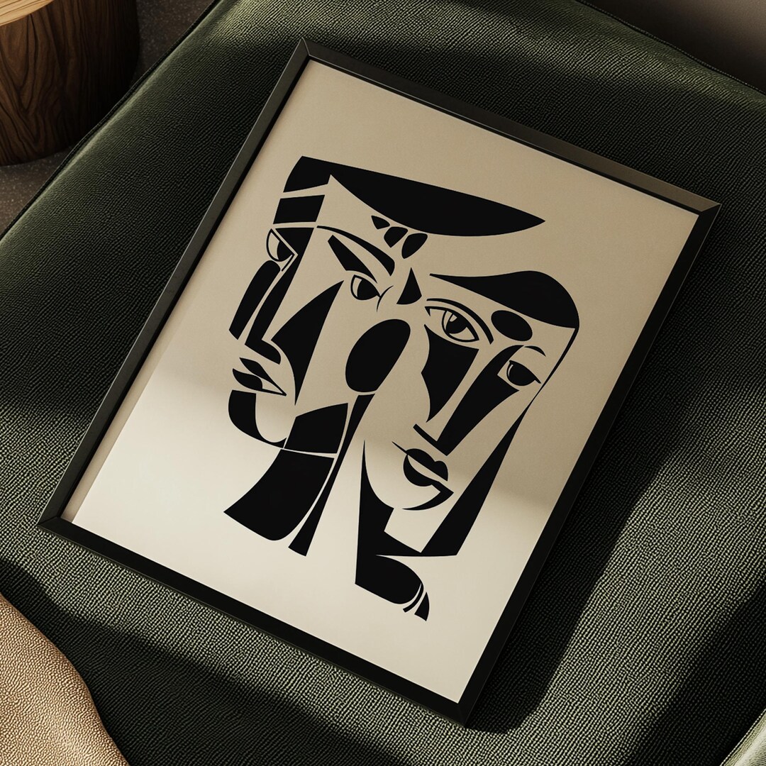 Modern Abstract Cubist Printable Wall Art | Minimalist Black and White ...