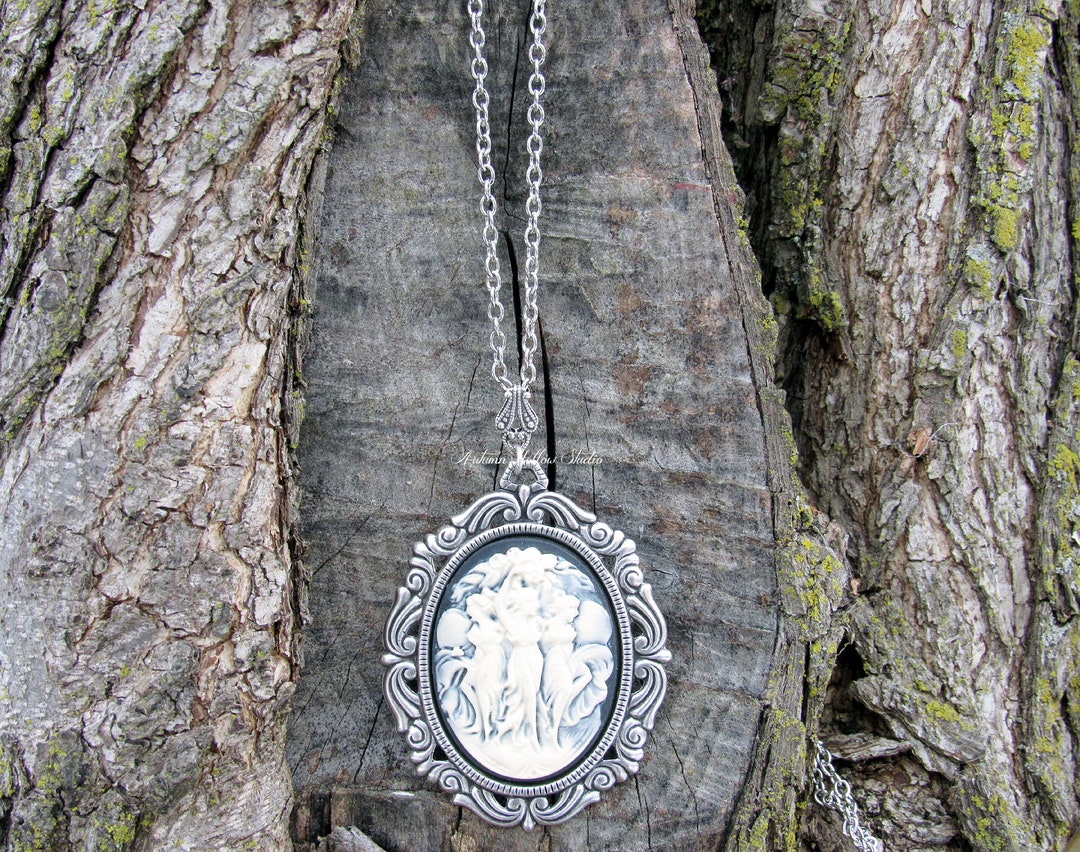 Kharites Three Graces Antique Silver Cameo Necklace Greek - Etsy