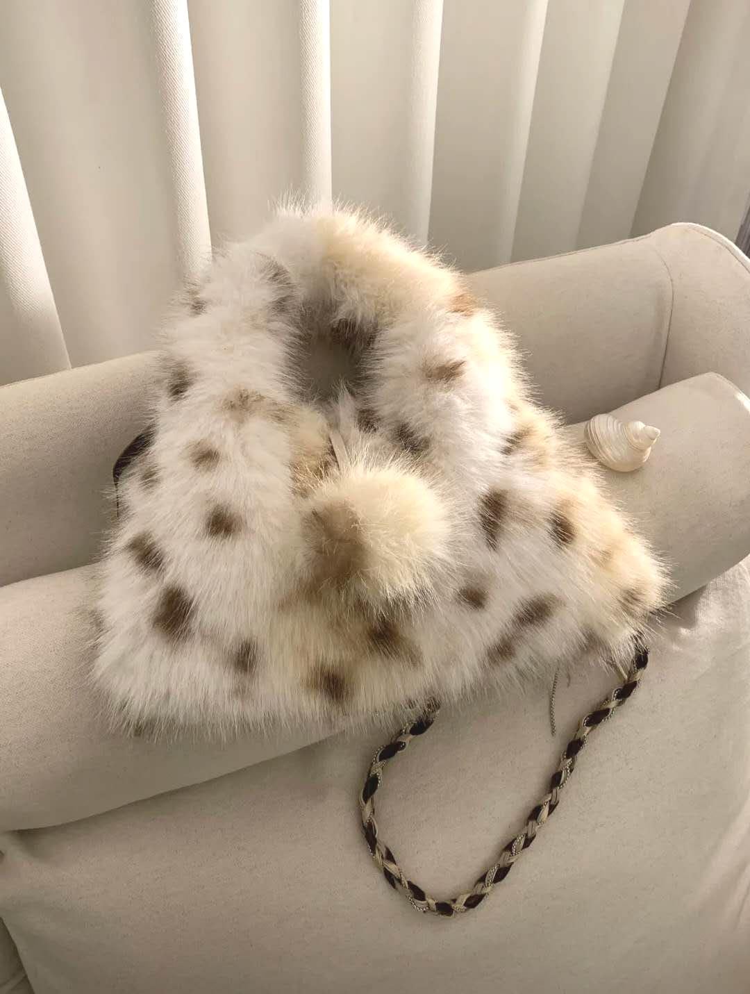 Faux Snow Leopard Plush Handbag by Dusty Rose - Etsy