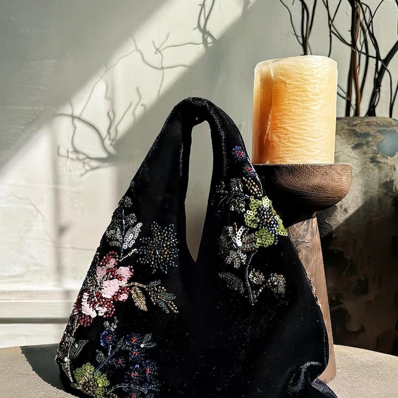 Vintage Beaded Velvet Purse - Etsy