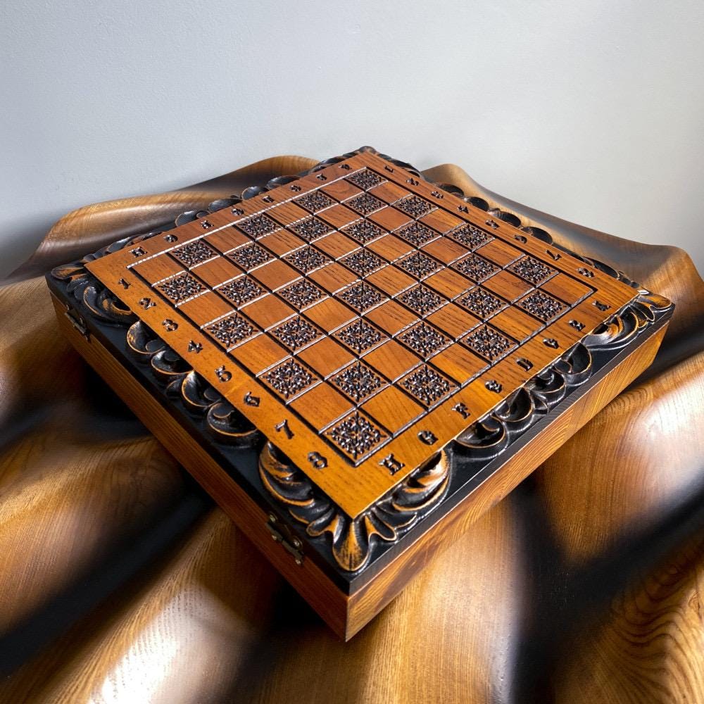 Chess, Checkers Made of Wood With the Image of a Scorpion - Etsy