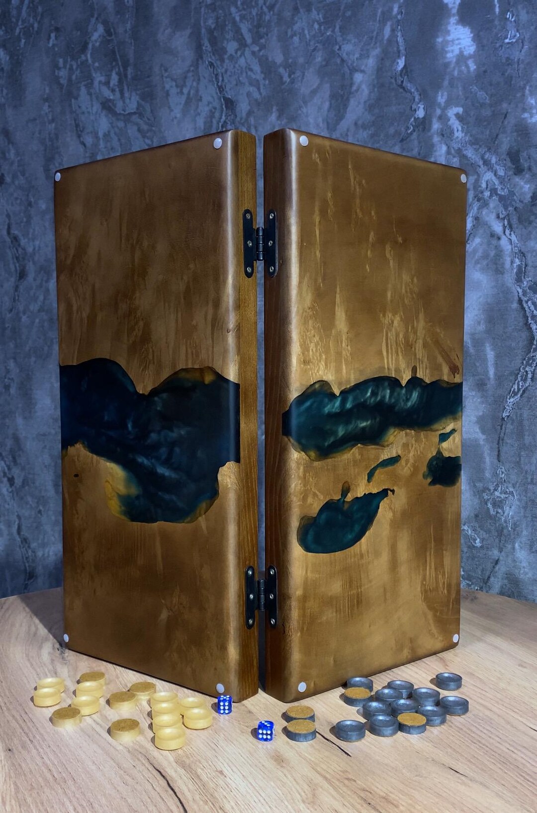 Backgammon Made of Wood and Epoxy Resin - Etsy