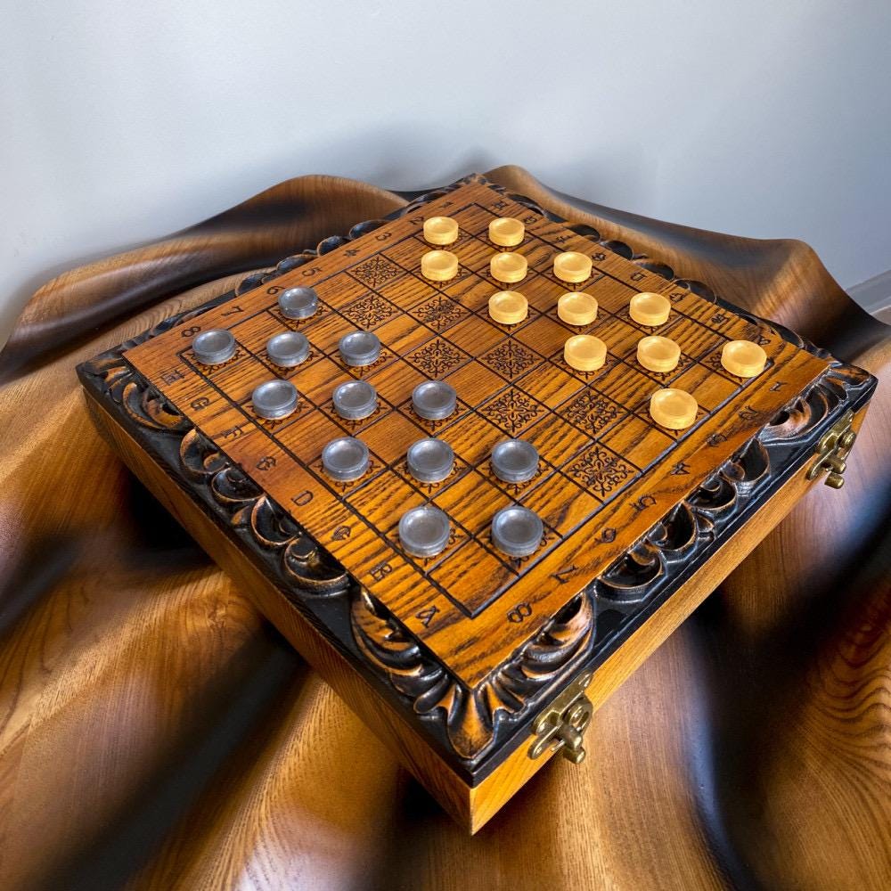 Chess, Checkers Made of Wood With the Image of a Scorpion - Etsy